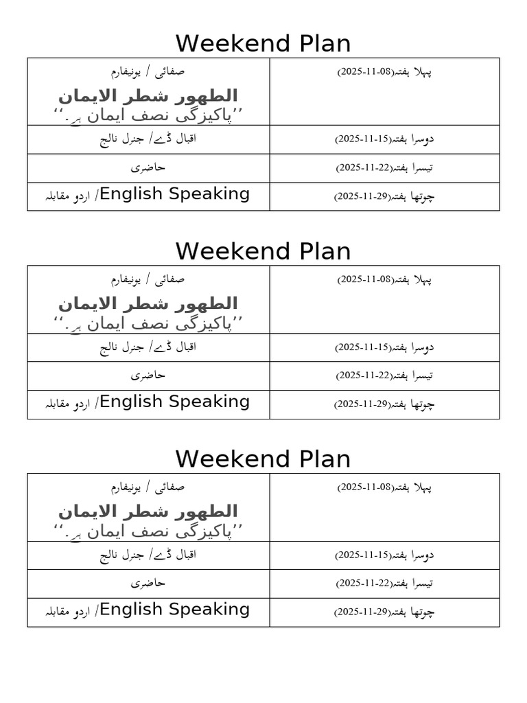 Weekend Plan | PDF