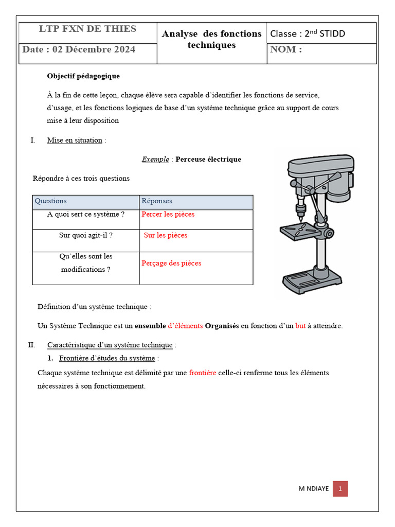 Identification Des Fonctions Technique Doc Prof | PDF | Automate ...