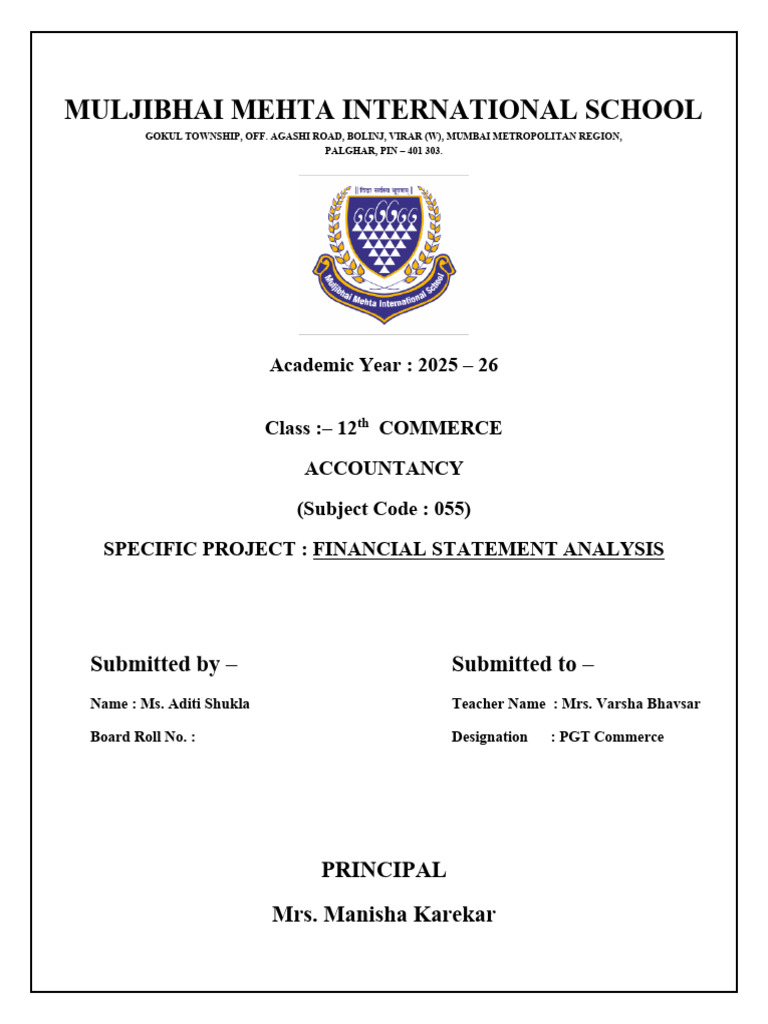 Grade 12 Accountancy Project Cca | PDF