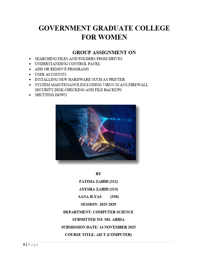 Fatima Zahid(312) ,Ayesha Zahid(313),Sana Ilyas(330),AICT.pdf | PDF | Backup | Solid State Drive