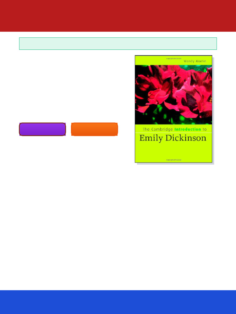 The Cambridge Introduction To Emily Dickinson Cambridge Introductions ...