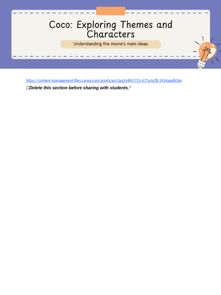 Coco Story Comprehension and Reflection | PDF