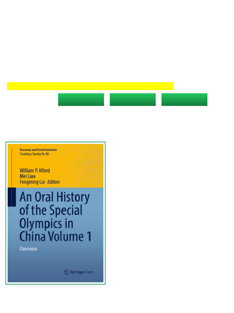(Ebook) An Oral History of the Special Olympics in China Volume 1 ...