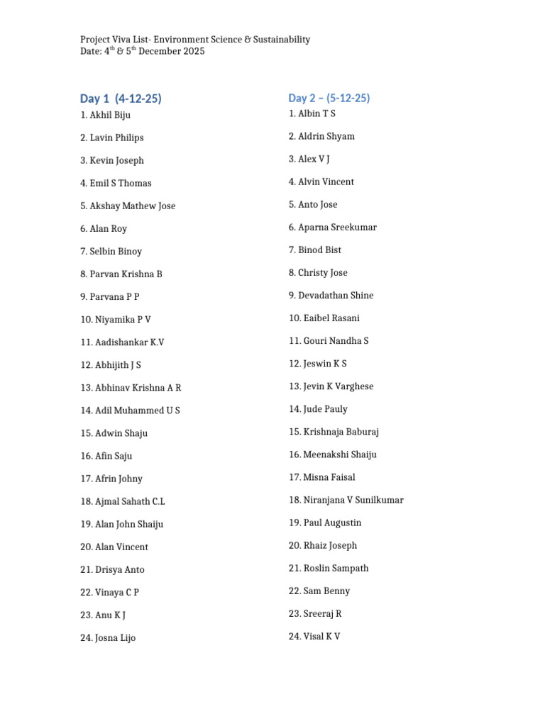 Project Viva Schedule | PDF