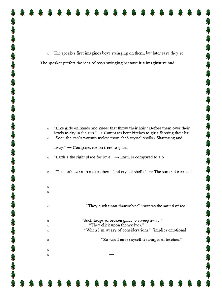 Birches by Robert Frost - Answer Key | PDF