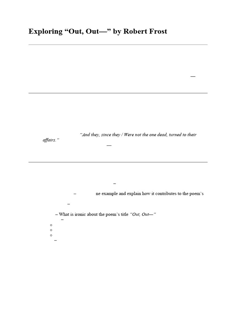 Out, Out Worksheet | PDF | Poetry