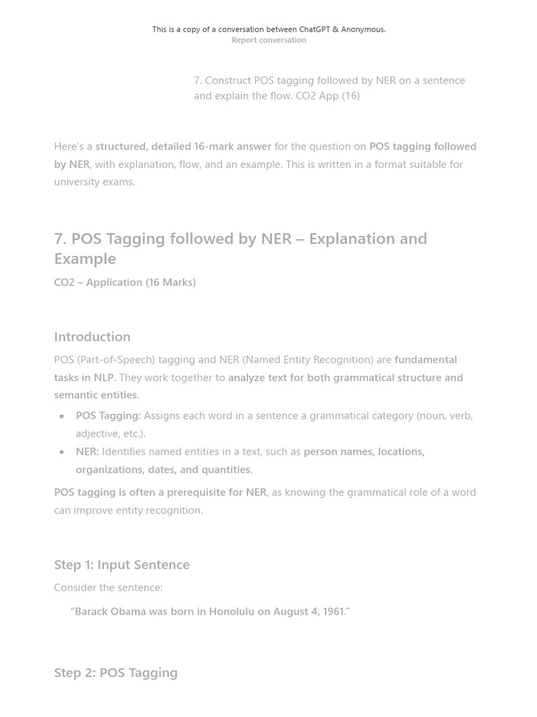 POS tagging and NER | PDF | Part Of Speech | Phrase