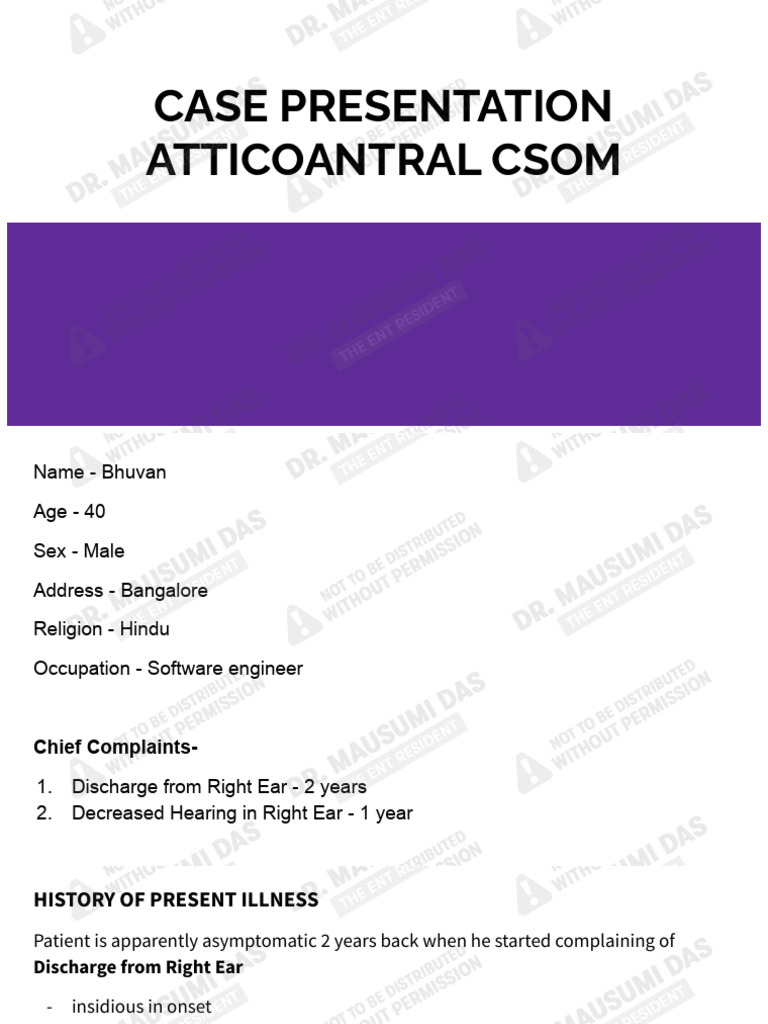 Case Presentation - Atticoantral CSOM | PDF | Ear | Hearing