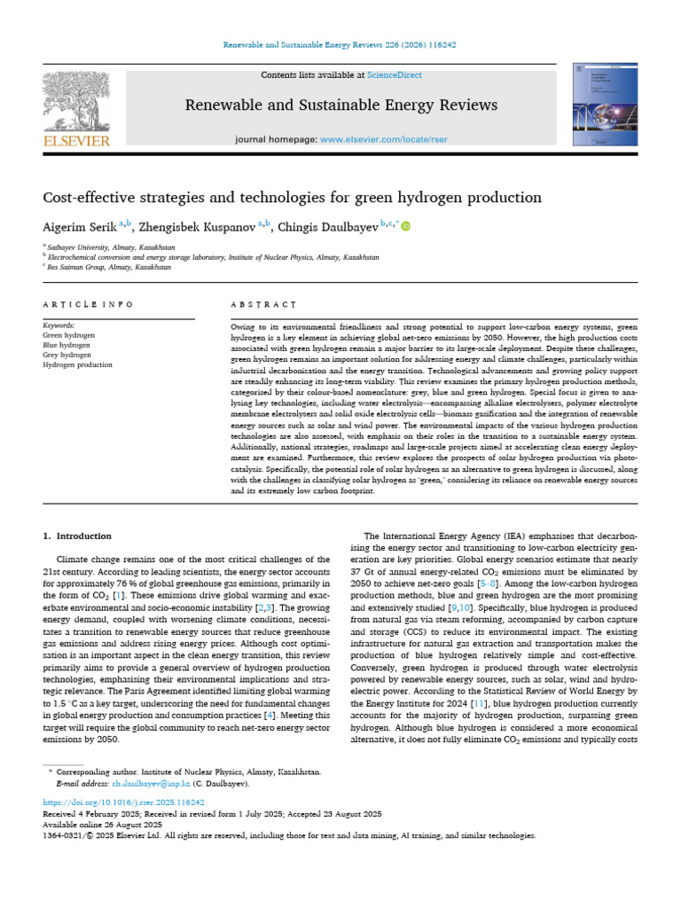 Cost-effective Green Hydrogen Strategies | PDF | Sustainable Energy ...