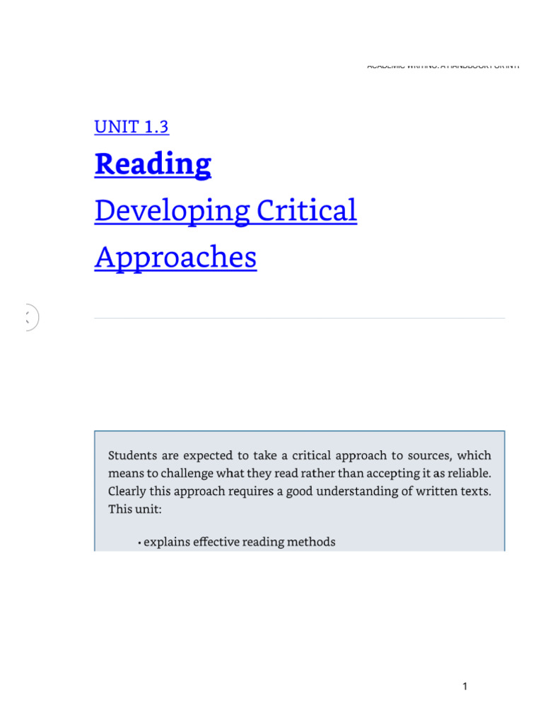 Critical Approach | PDF