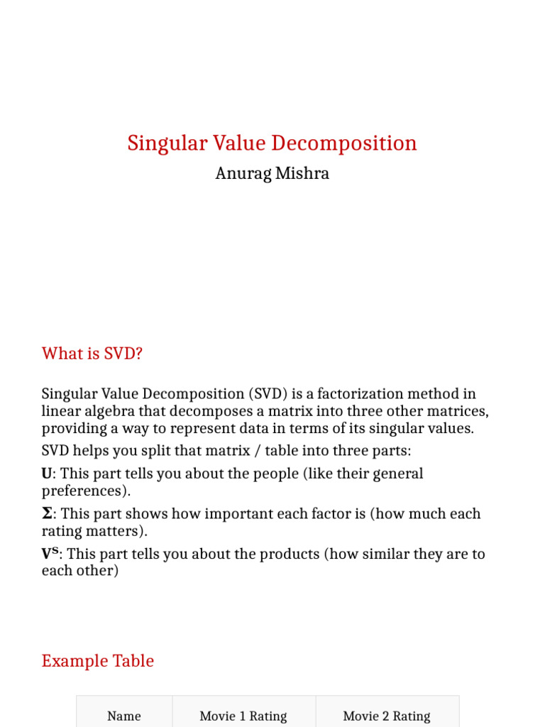 Singular Value Decomposition | PDF | Eigenvalues And Eigenvectors | Matrix (Mathematics)