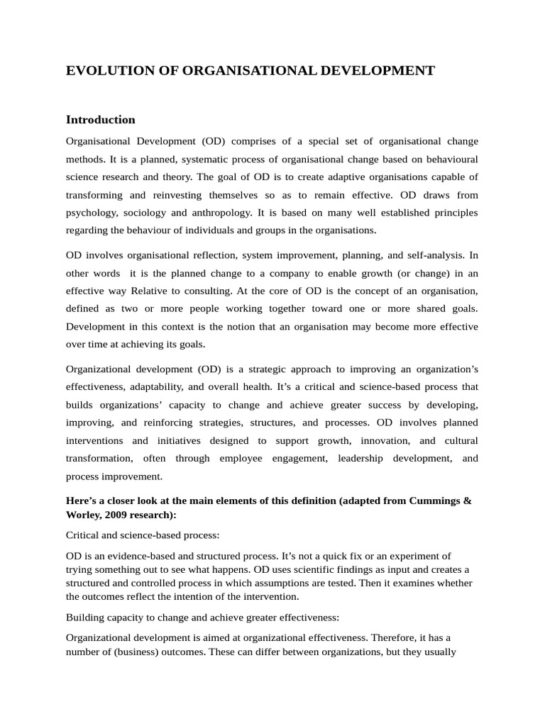 Evolution of Organisational Development | PDF | Organization ...