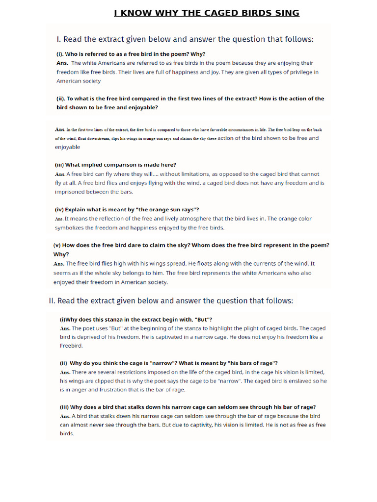 I Know Why The Caged Birds Sing | PDF