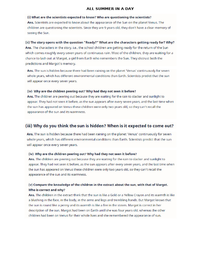 ALL SUMMER IN A DAY | PDF