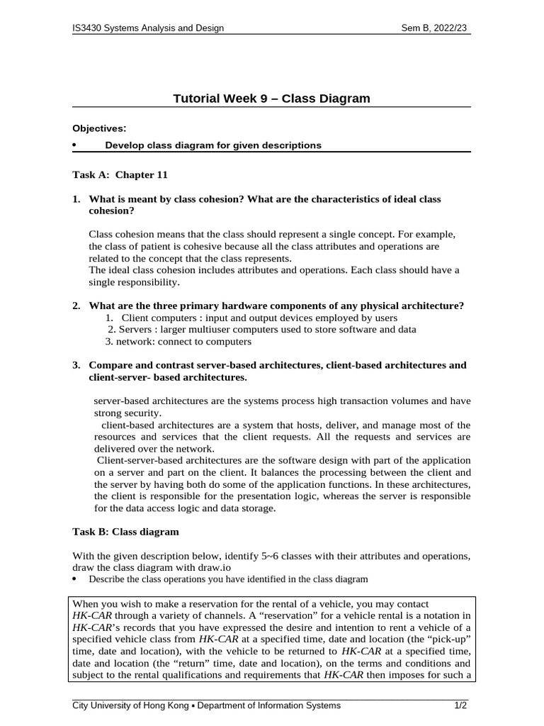IS3430 - Tutorial - wk9 2023-1 | PDF | Software Engineering | Computing