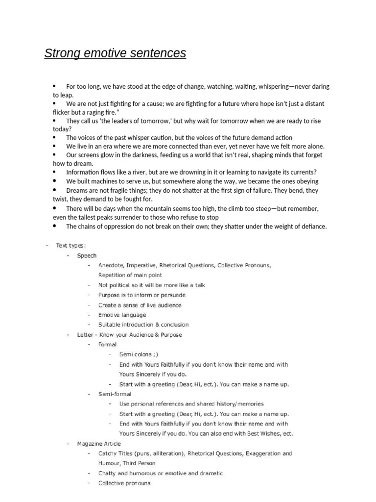 Emotive Writing Techniques for Impact | PDF
