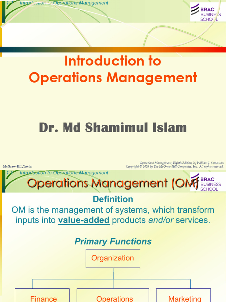 Overview of Operations Management Concepts | PDF | Operations ...