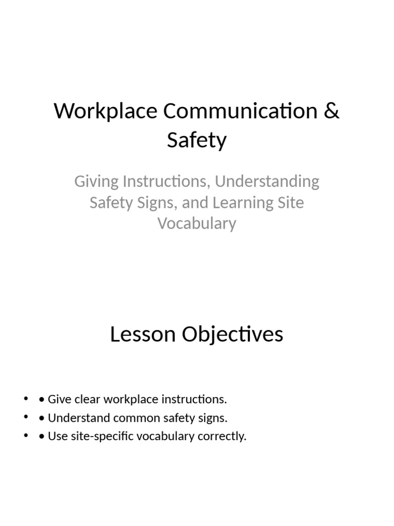 Workplace Safety Communication Guide | PDF