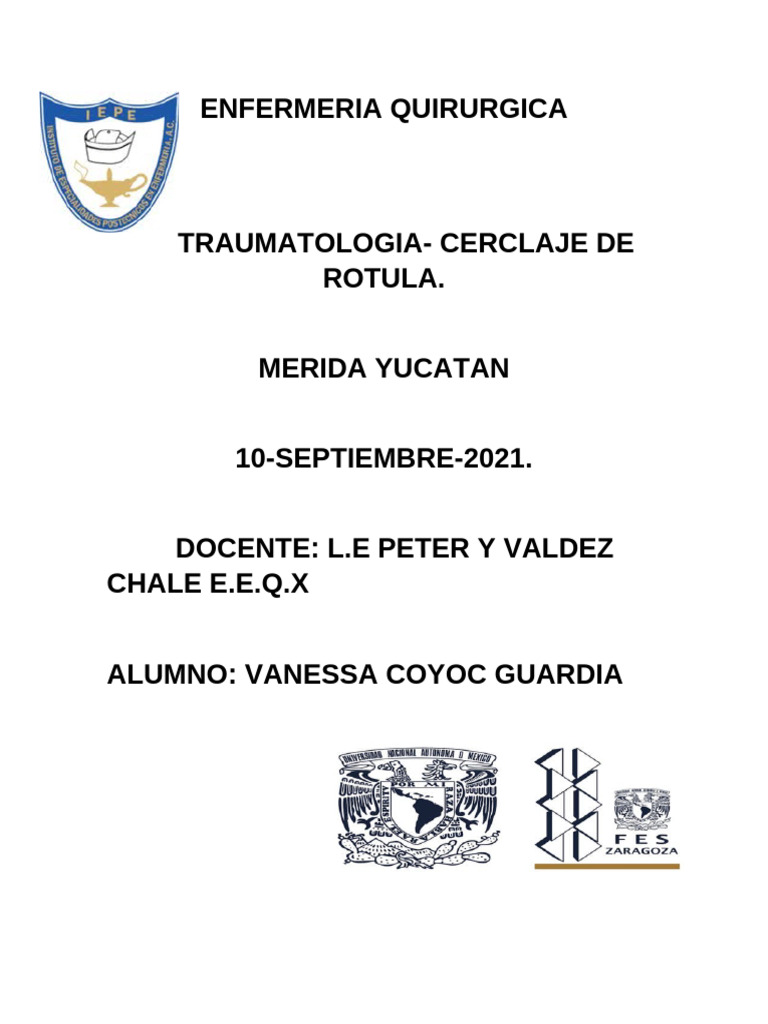 Cerclaje de Rótula: Técnica Quirúrgica | PDF | Articulación | Rodilla