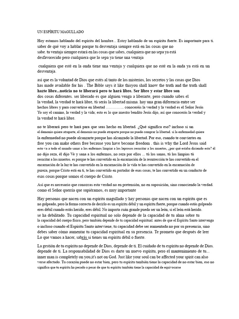 UN ESPÍRITU MAGULLADO. Dr. Lovy Elias | PDF | Oración | Jesús