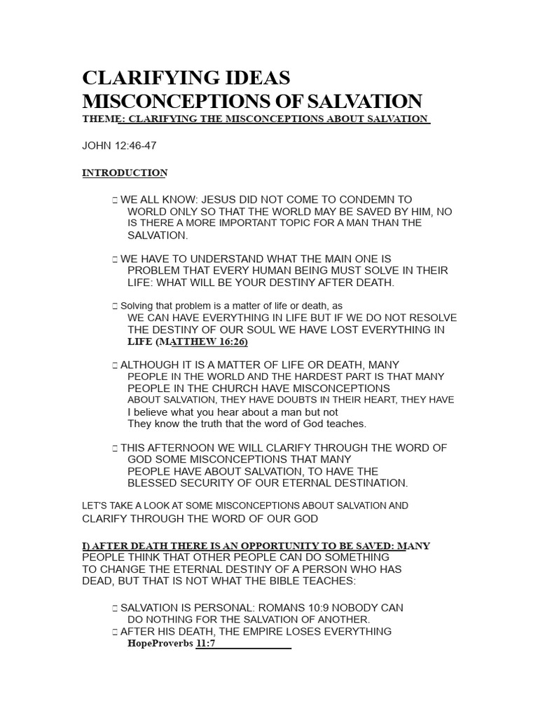 CLARIFYING MISCONCEPTIONS ABOUT SALVATION | PDF | Salvation | Jesus