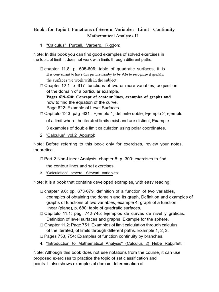 Books for Topic I Mathematical Analysis II | PDF | Function ...