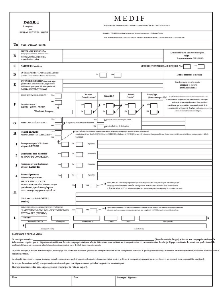 Formulaire Medif Saudia | PDF | Aéroport | Psychiatrie