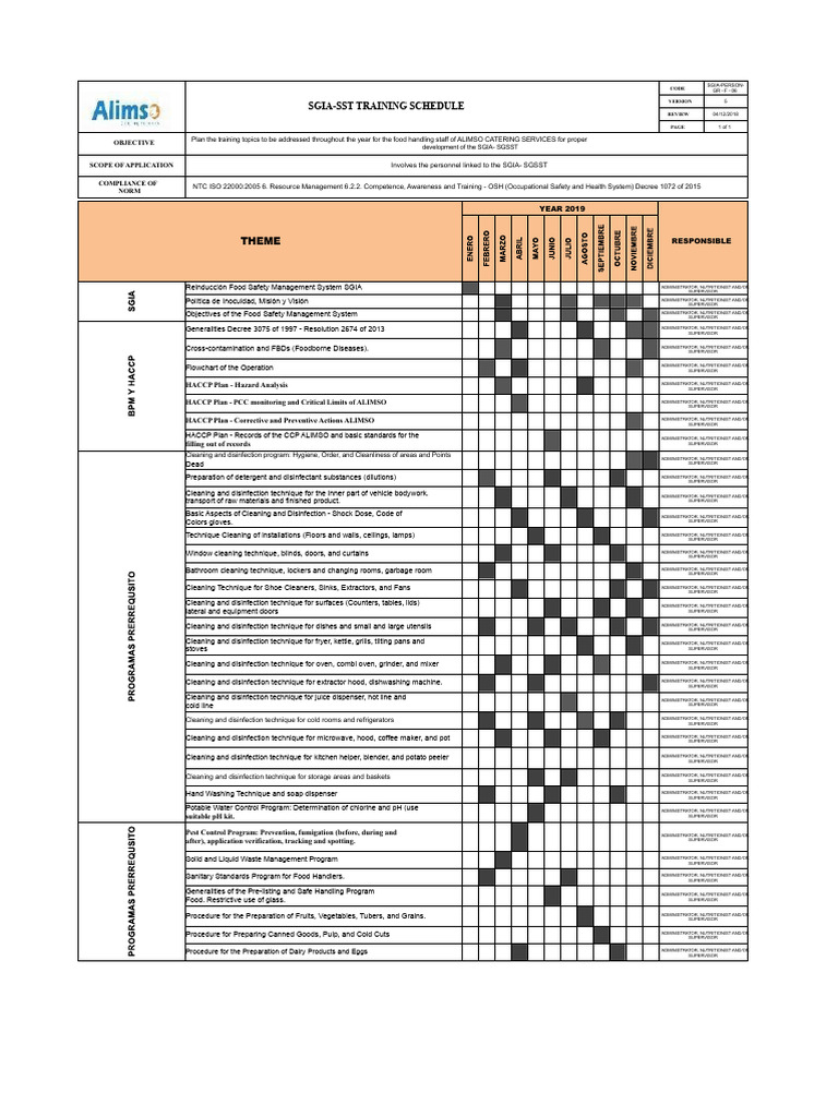 SGIA - SST Training Schedule 2019 | PDF | Occupational Safety And ...