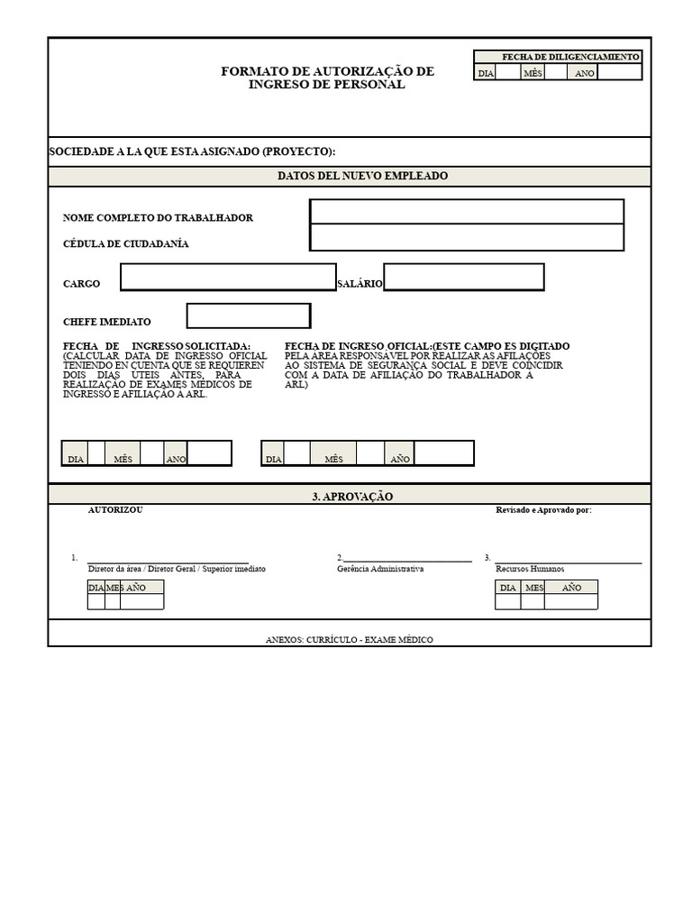 Formulário de Autorização de Ingresso | PDF