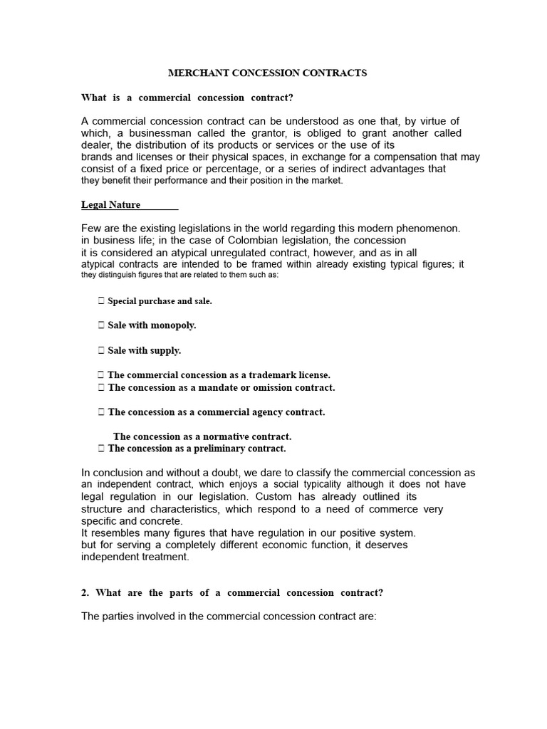 Understanding Commercial Concession Contracts | PDF | Franchising ...