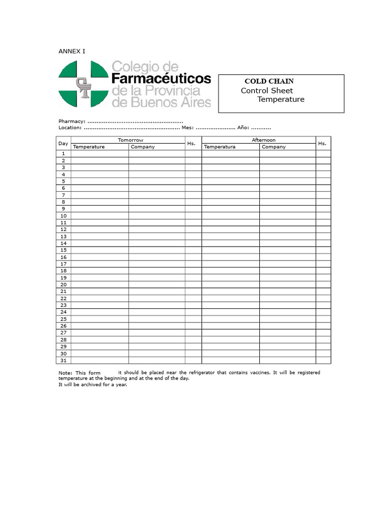 Cold Chain Form | PDF
