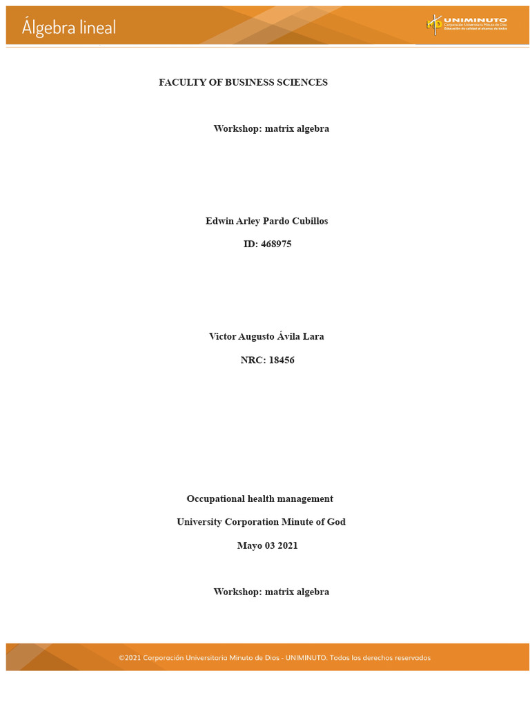 Workshop 3 Linear Algebra | PDF | Matrix (Mathematics) | Functions And ...