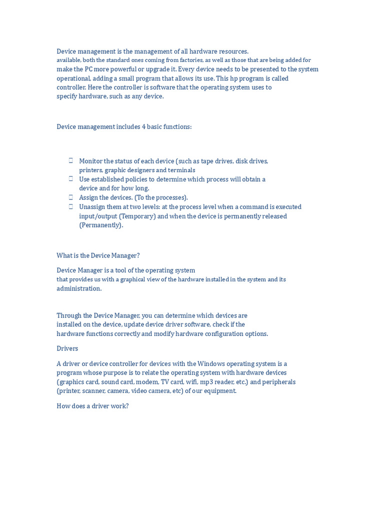 Device Management | PDF | Operating System | Computer Program