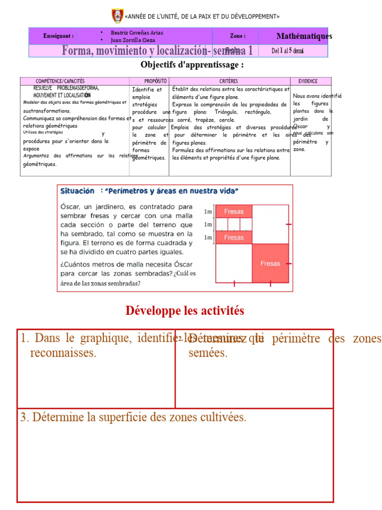 Mathématiques : Périmètre et Aire des Figures | PDF | Zone | Géométrie