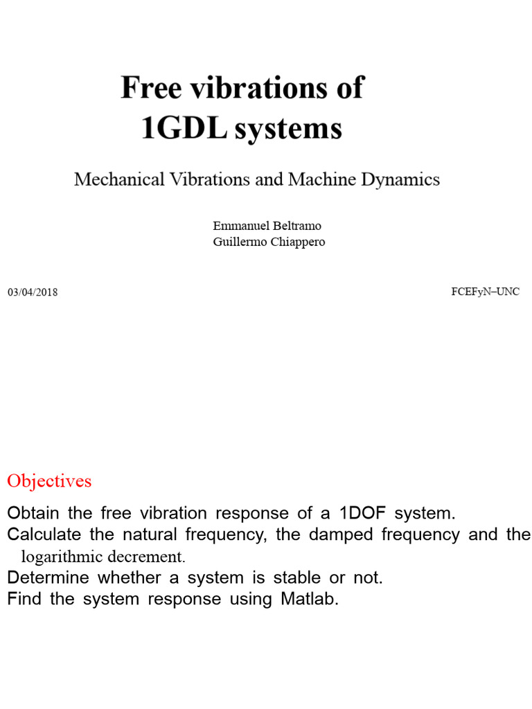 Free Vibrations 1GDL Practical Exercises (1) | PDF | Damping ...