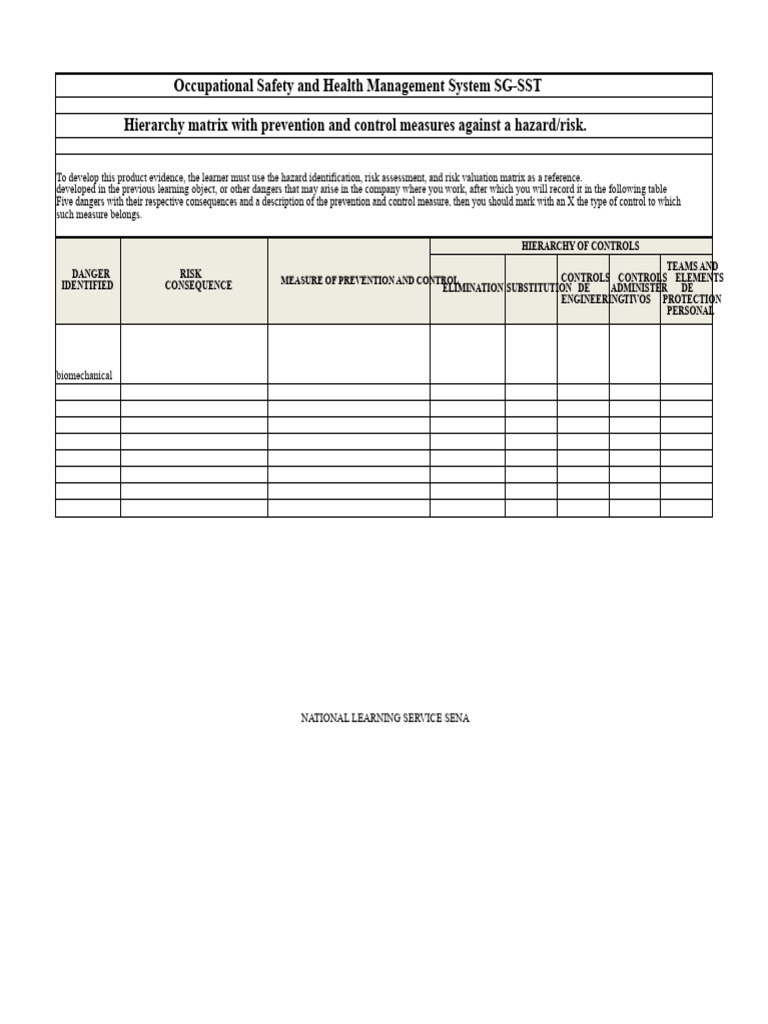 SG-SST Risk Control Measures Guide | PDF