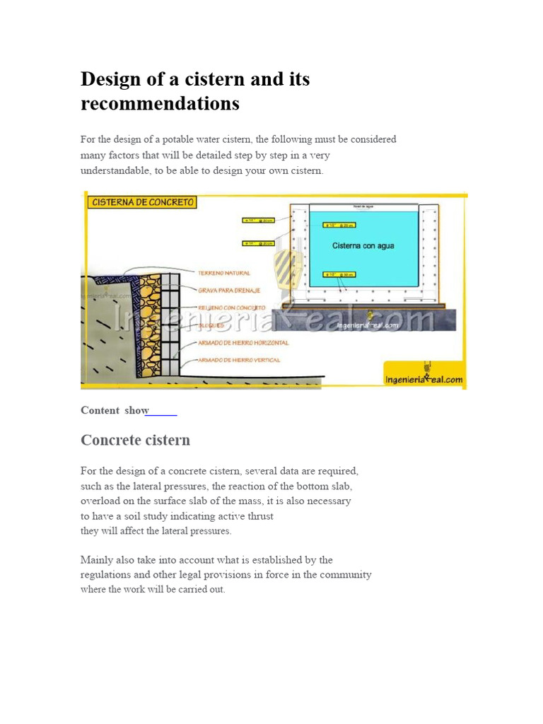 Cistern Design Guidelines and Tips | PDF | Concrete | Plaster