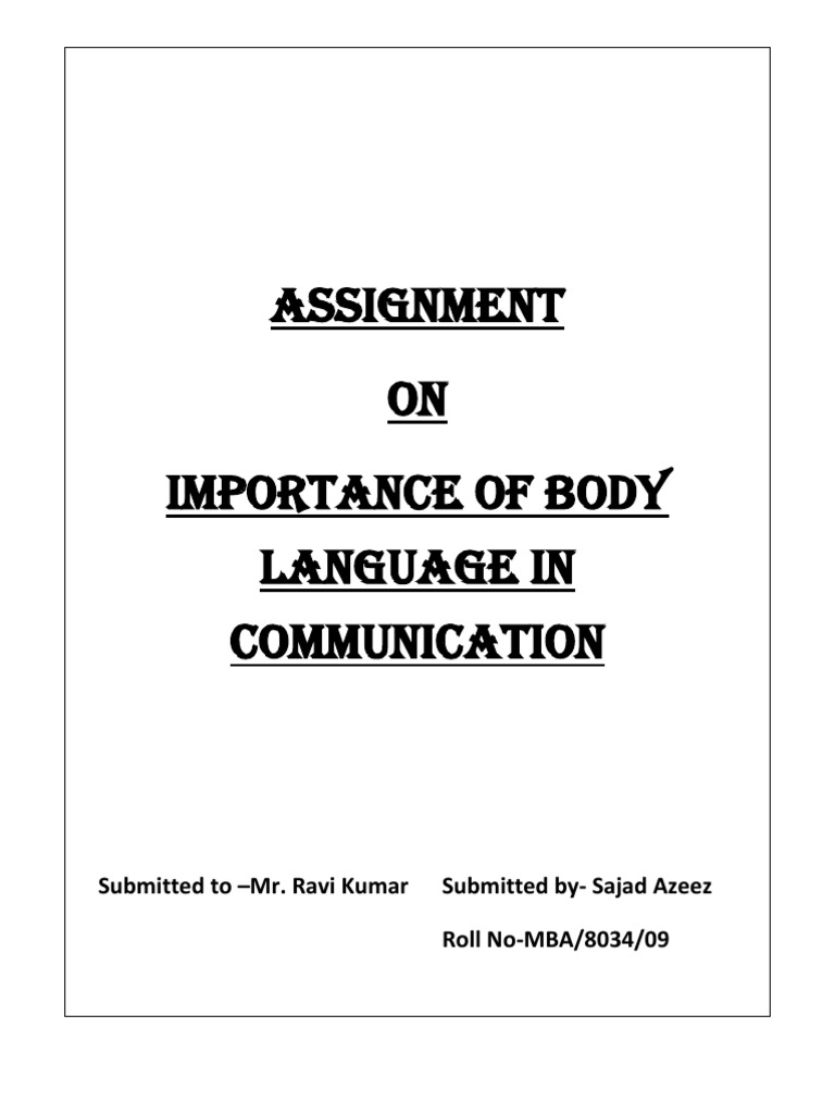 Importance of Body Language in Communication | PDF | Nonverbal ...