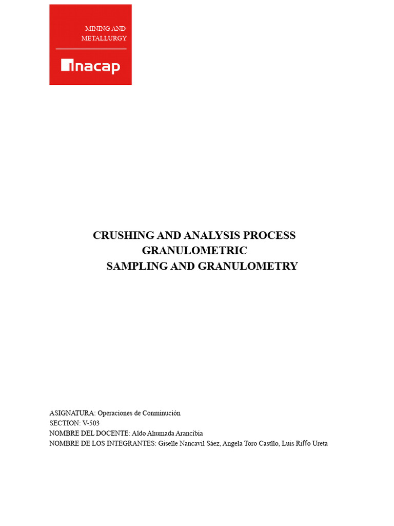 Report On Crushing Method and Granulometric Analysis | PDF | Mining