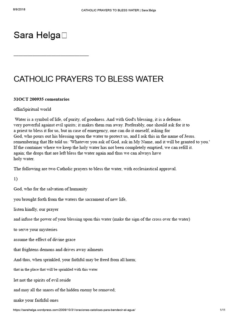 Catholic Water Blessing Prayers | PDF | Prayer | Demons