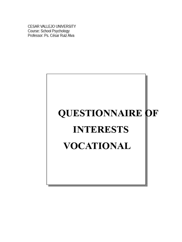 Vocational Interests Questionnaire Guide | PDF | Engineer | Engineering