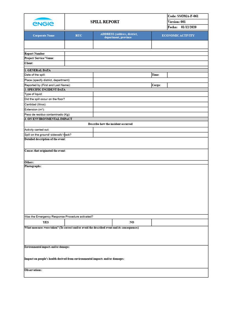 Spill Report and Environmental Impact Analysis | PDF