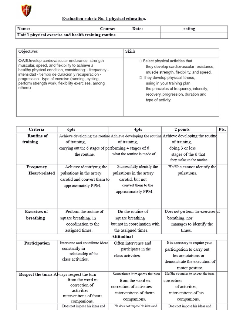 Formative EFI rubric (1) | PDF | Physical Fitness | Clinical Medicine