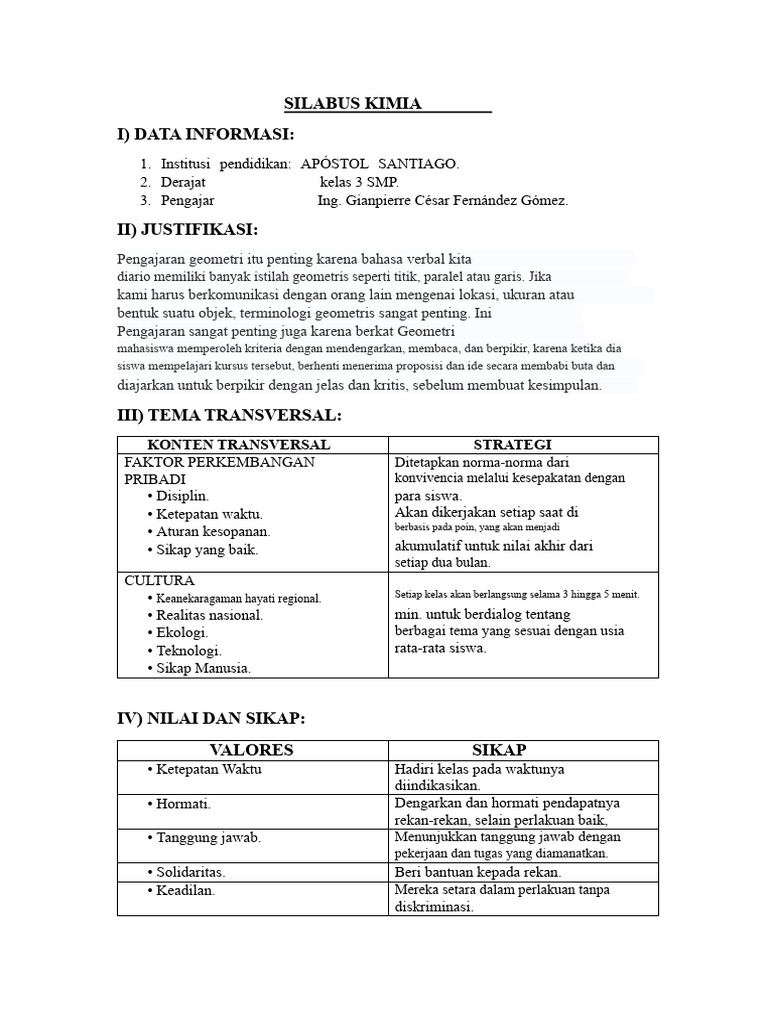 Silabus Kimia Kelas 3 SMP | PDF