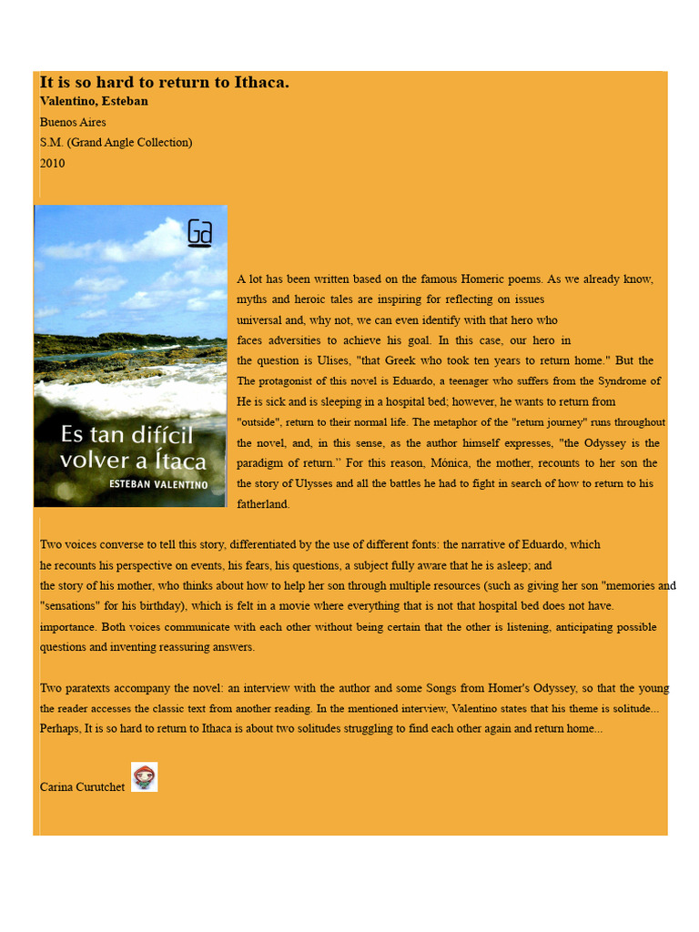 It Is So Hard To Return To Ithaca PDF | PDF | Odyssey | Novels