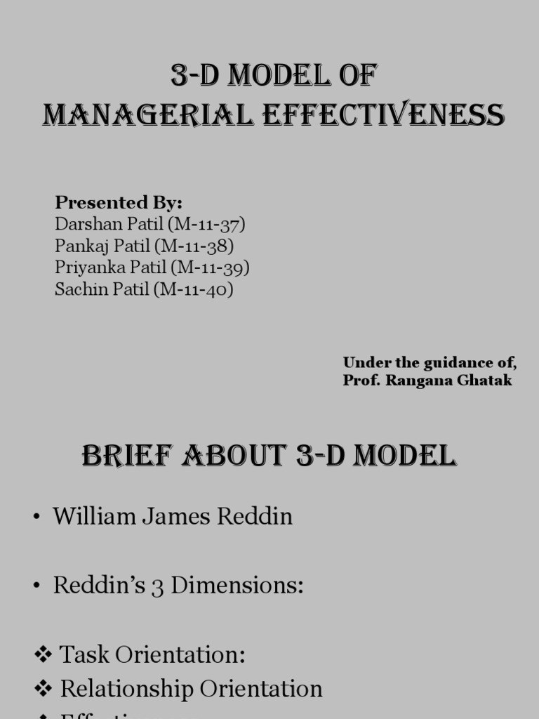 3-D Model of Managerial Effectiveness: Presented by | PDF | Leadership ...