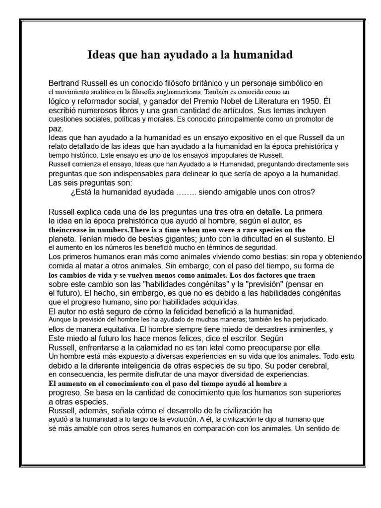 Ideas Que Han Ayudado A La Humanidad | PDF | Bertrand Russell | Democracia