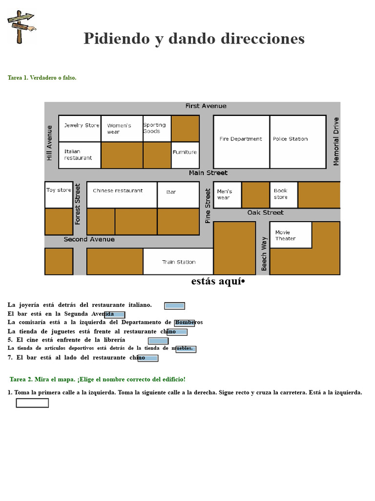 Ejercicios de Inglés: Preguntar y Dar Direcciones | PDF