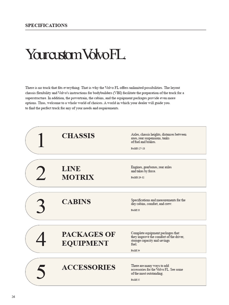 Custom Volvo FL Truck Specifications | PDF | Manual Transmission ...