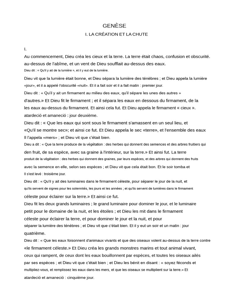 Création et Chute dans la Genèse | PDF | Création (Bible) | Livre de la ...